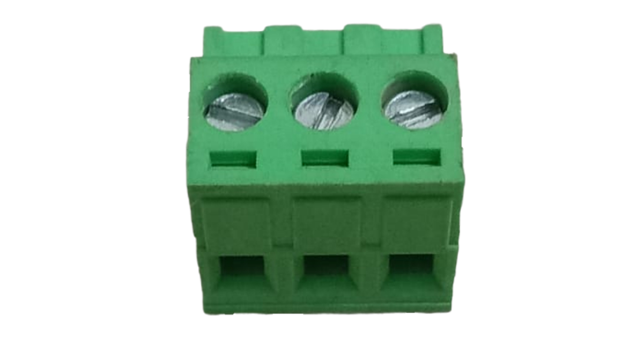 Green, 3-pin PCB (Printed Circuit Board) screw terminal block connector ...